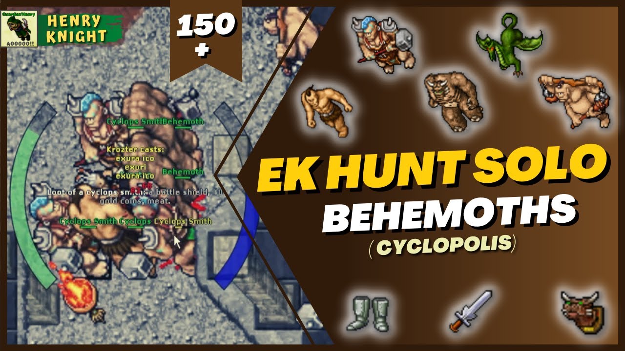 TIBIA: EK HUNT SOLO #103 BEHEMOTHS (CYCLOPOLIS) BEHEMOTH QUEST - YouTube