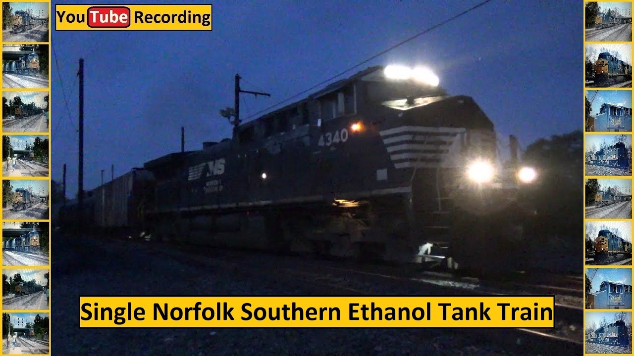Single Norfolk Southern Ethanol Tank Train - YouTube Recording - YouTube