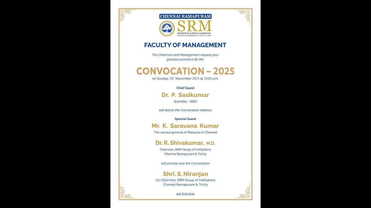 FoM convocation 16.11.2025 | SRM IST Ramapuram - YouTube