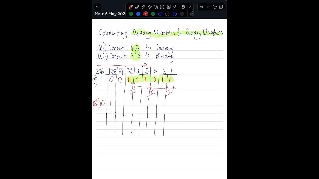5 Convert Denary Numbers to Binary Numbers Video - YouTube