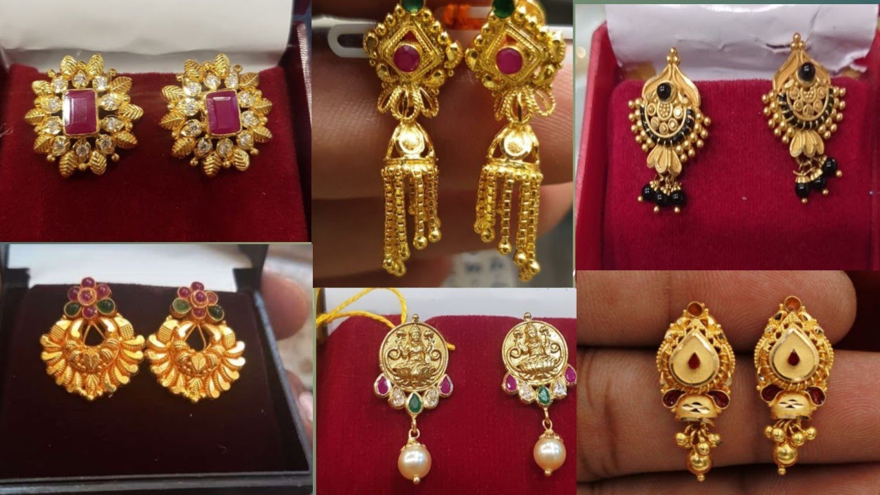 Latest gold earings collections below 5 gm|| New daily use gold earings ...