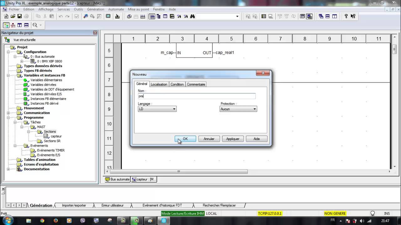 Formation Unity Pro la Suite exemple E S analogique Parte 13 - YouTube