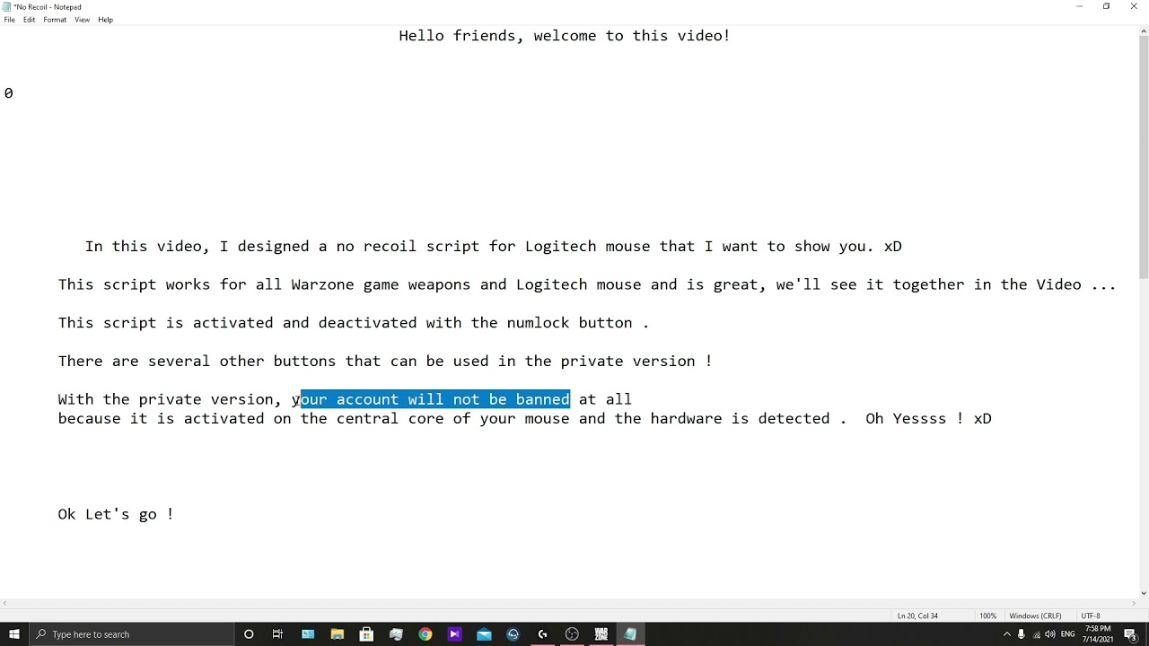 !Script No Recoil For logitech Mouse In Warzone For All Guns - YouTube