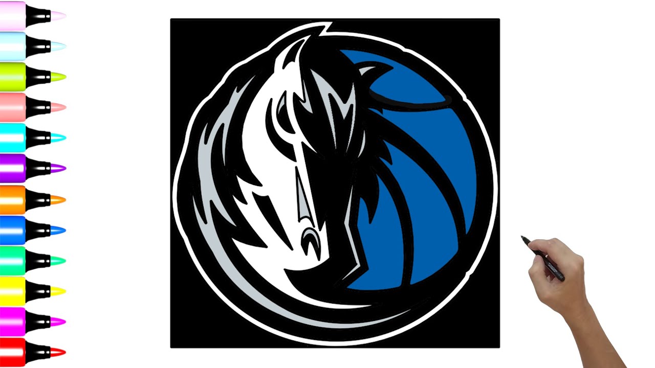 HOW TO DRAW DALLAS MAVERICKS LOGO NBA BASKETBALL TEAM STEP BY STEP EASY ...