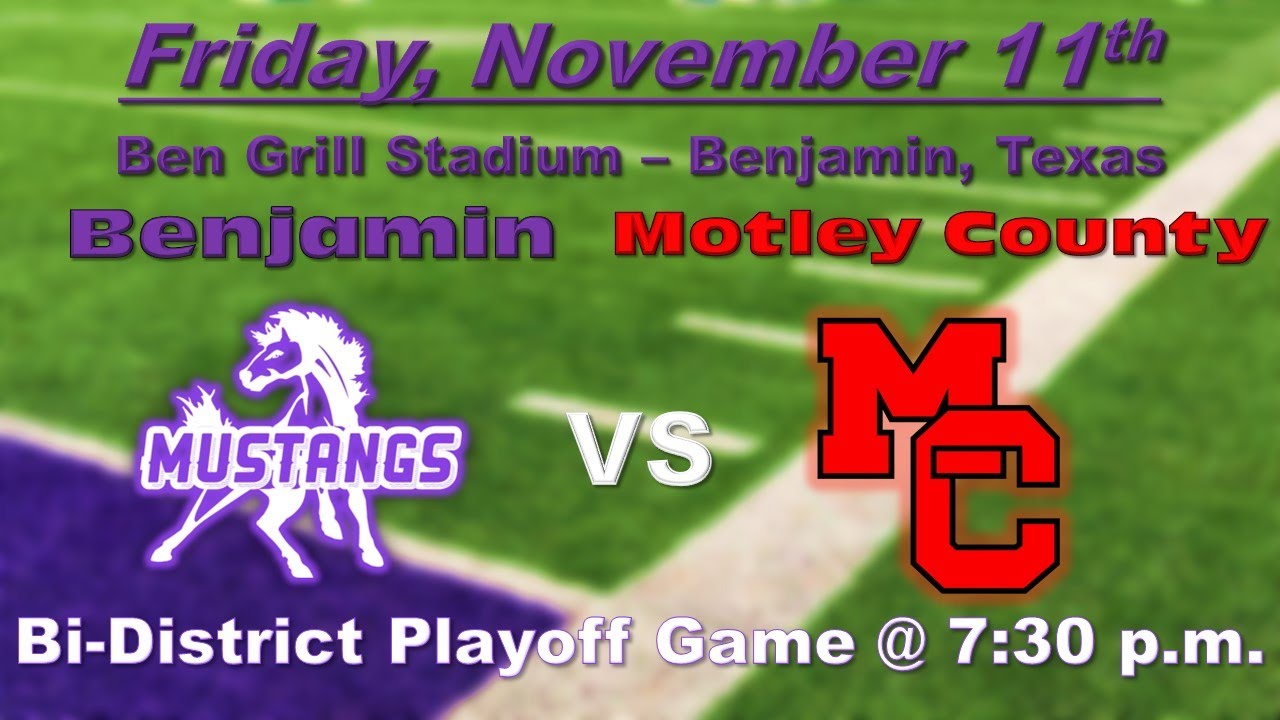 Benjamin High School vs Motley County High School Varsity Football ...