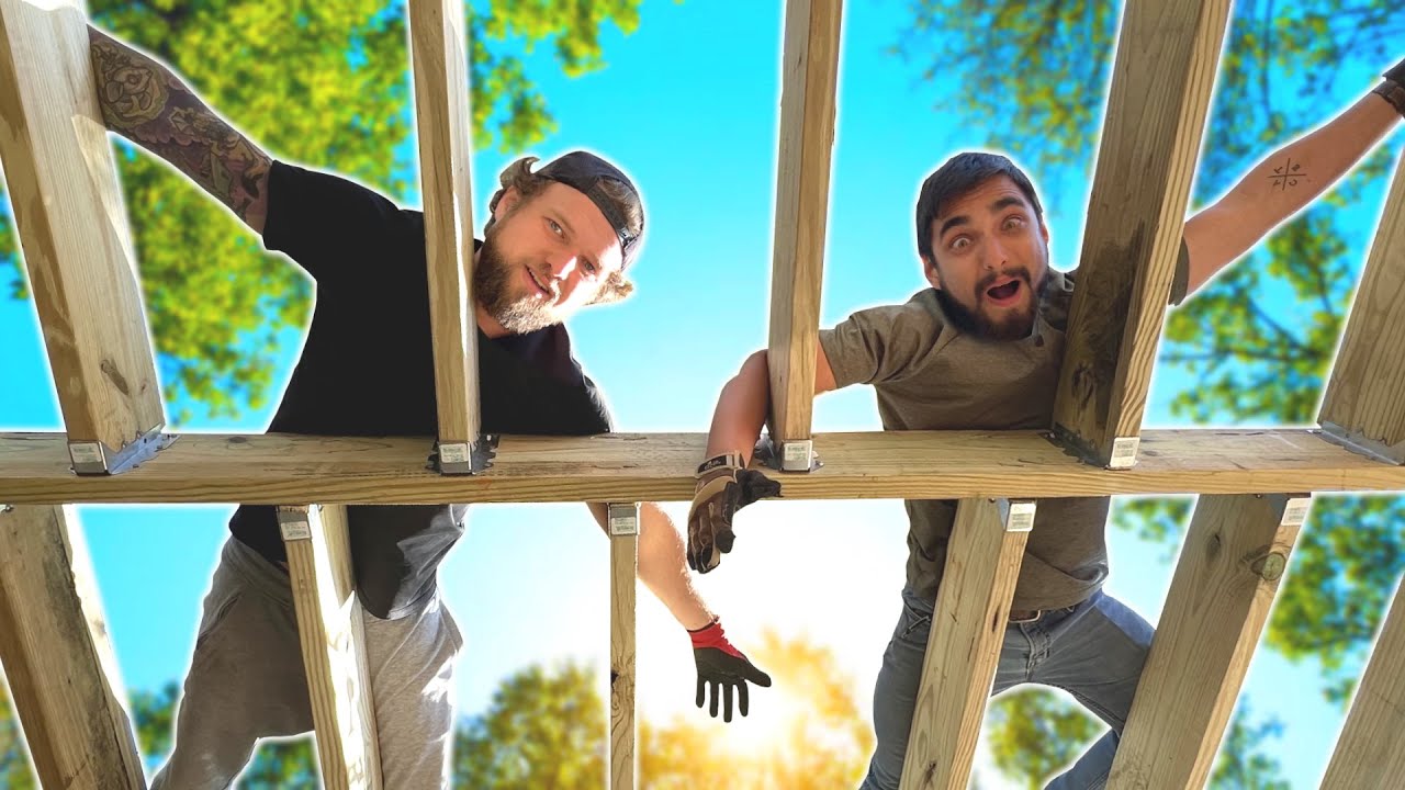 BUILDING THE BIGGEST TREE HOUSE ON YOUTUBE | PT.2 - YouTube