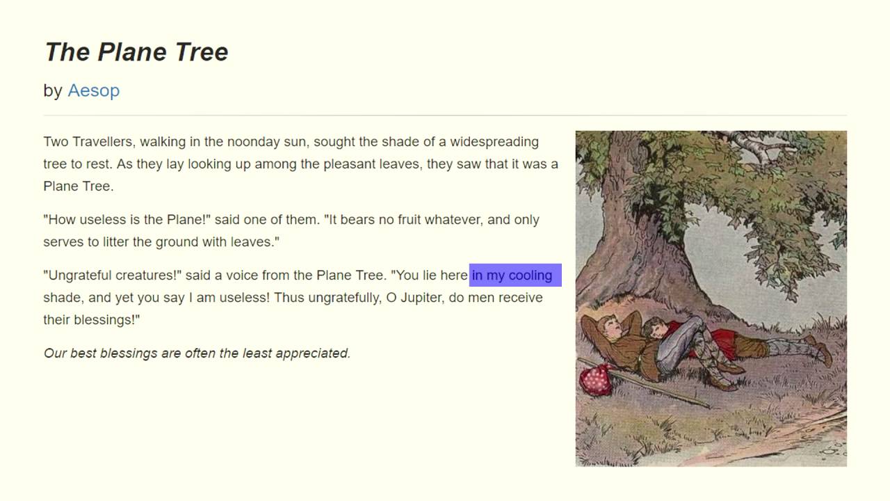 The Plane Tree by Aesop read by Brian Jeffries - YouTube