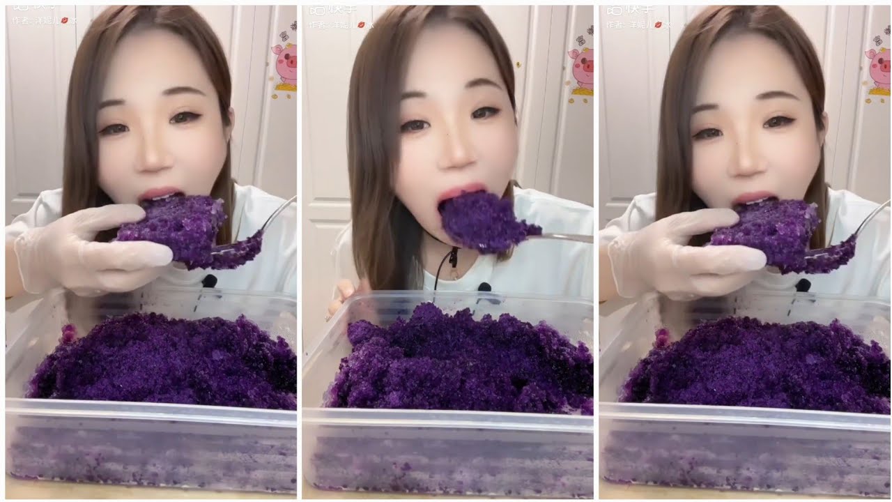 purple shaved ice eating asmr || full video - YouTube