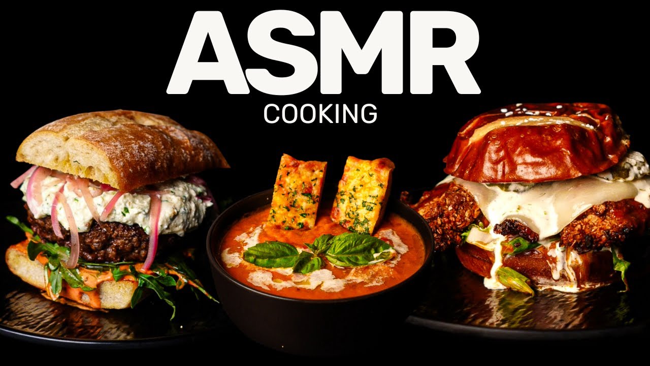Satisfying ASMR Cooking | BURGERS + SANDWICHES + HOT POCKETS - YouTube