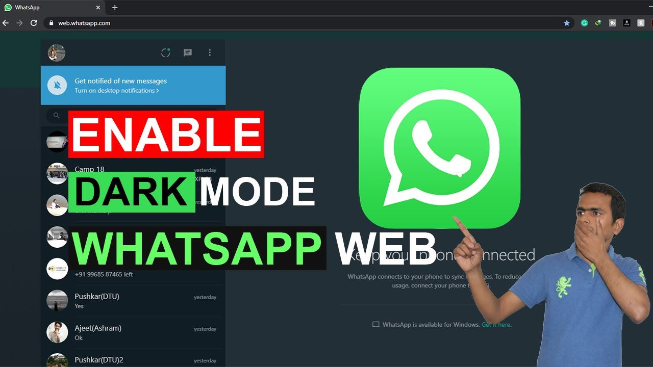 How to Enable Dark Mode on WhatsApp Web (2020) | Use WhatsApp Web Dark ...