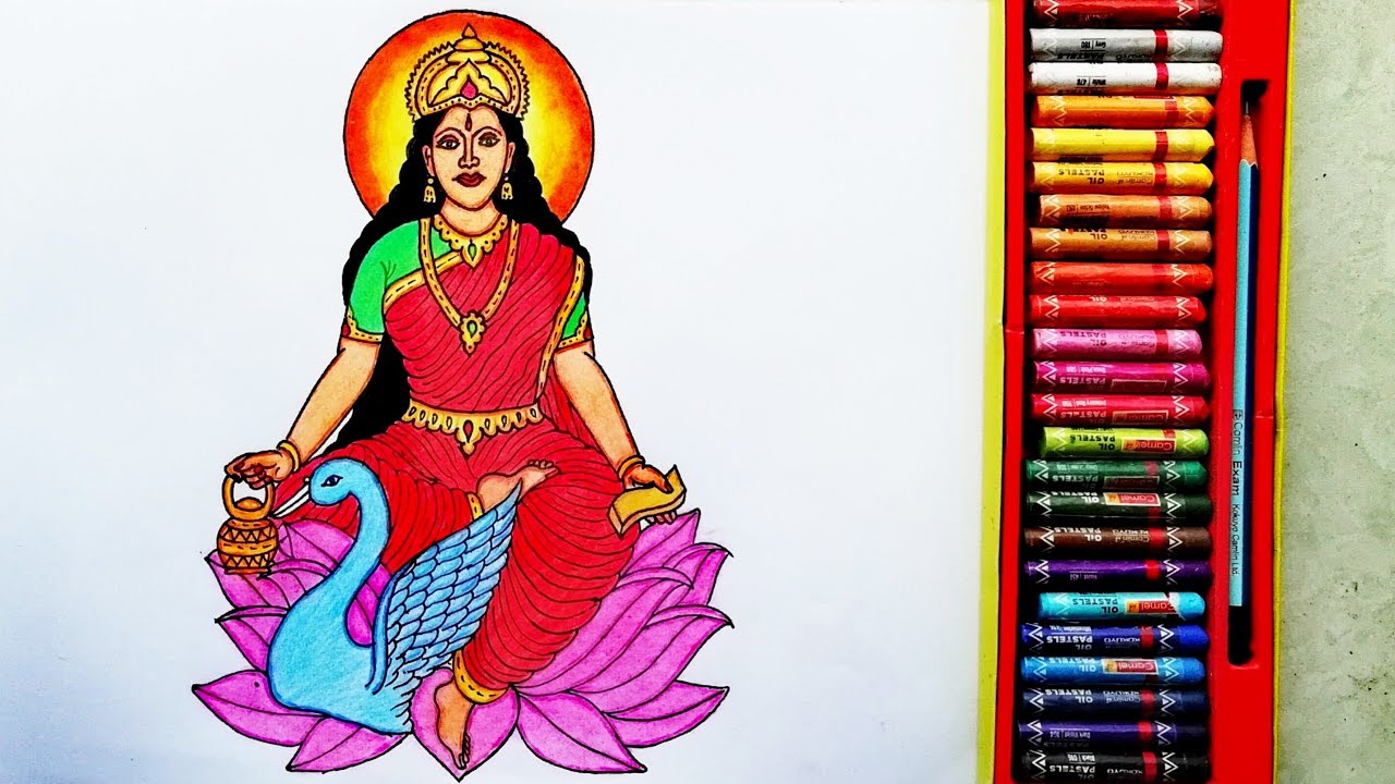 How to Draw Gayatri Devi Easily Picture | Painting Of Gayatri Mata | By ...