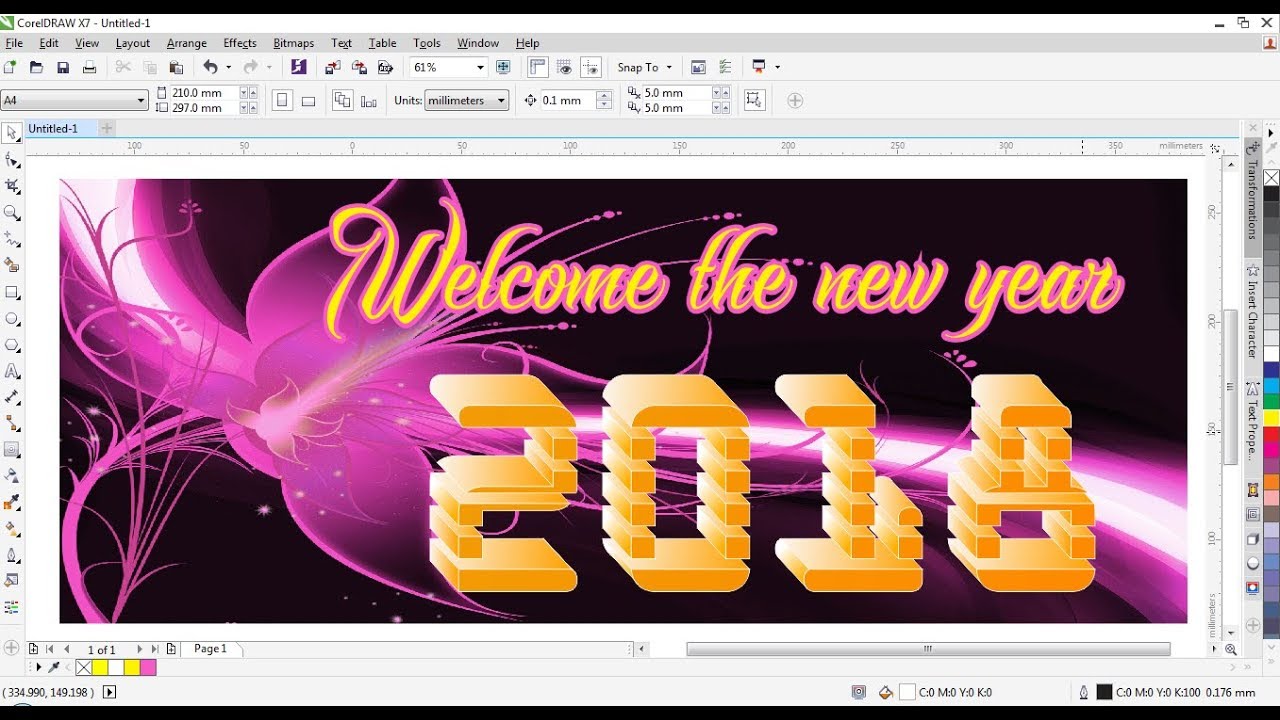 Cara desain logo welcome the new year 2018 di corelDraw - YouTube