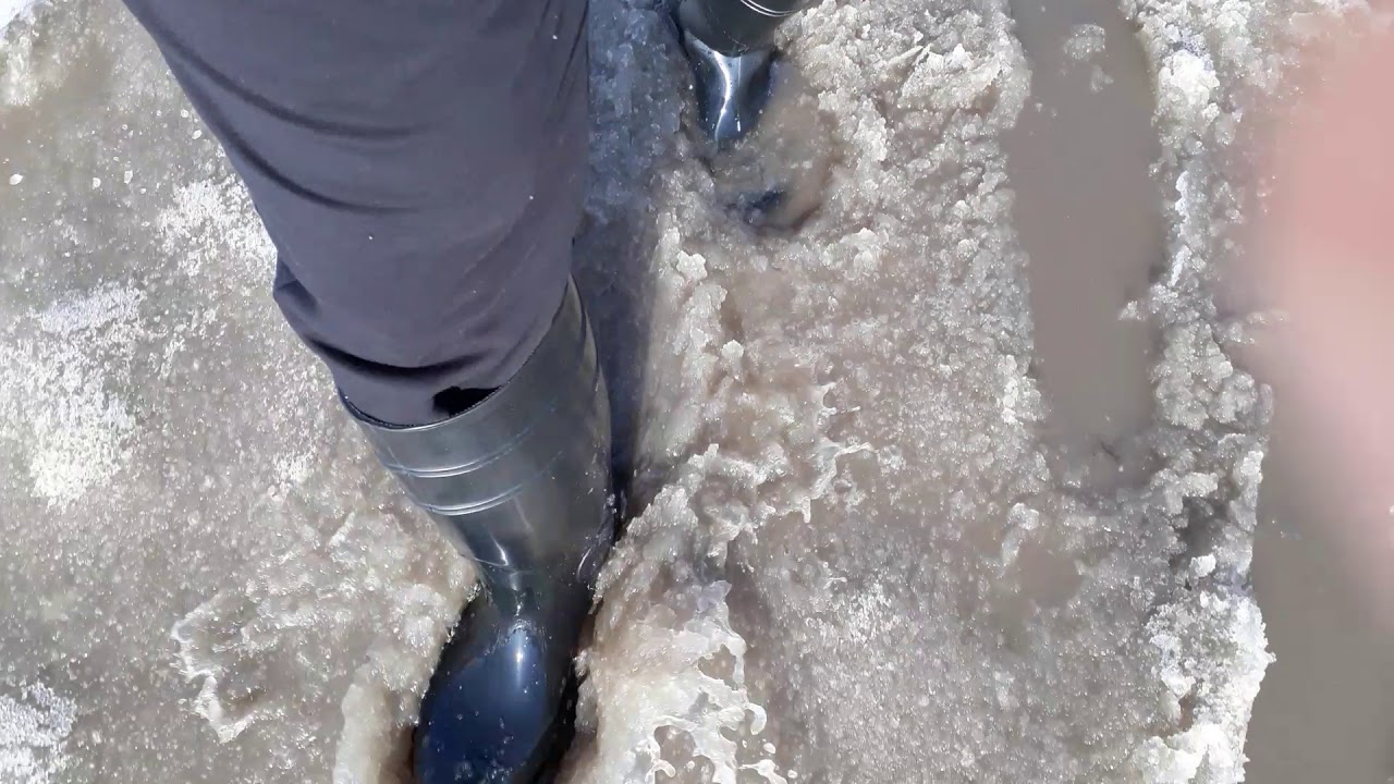 Rubber boots in slush - YouTube