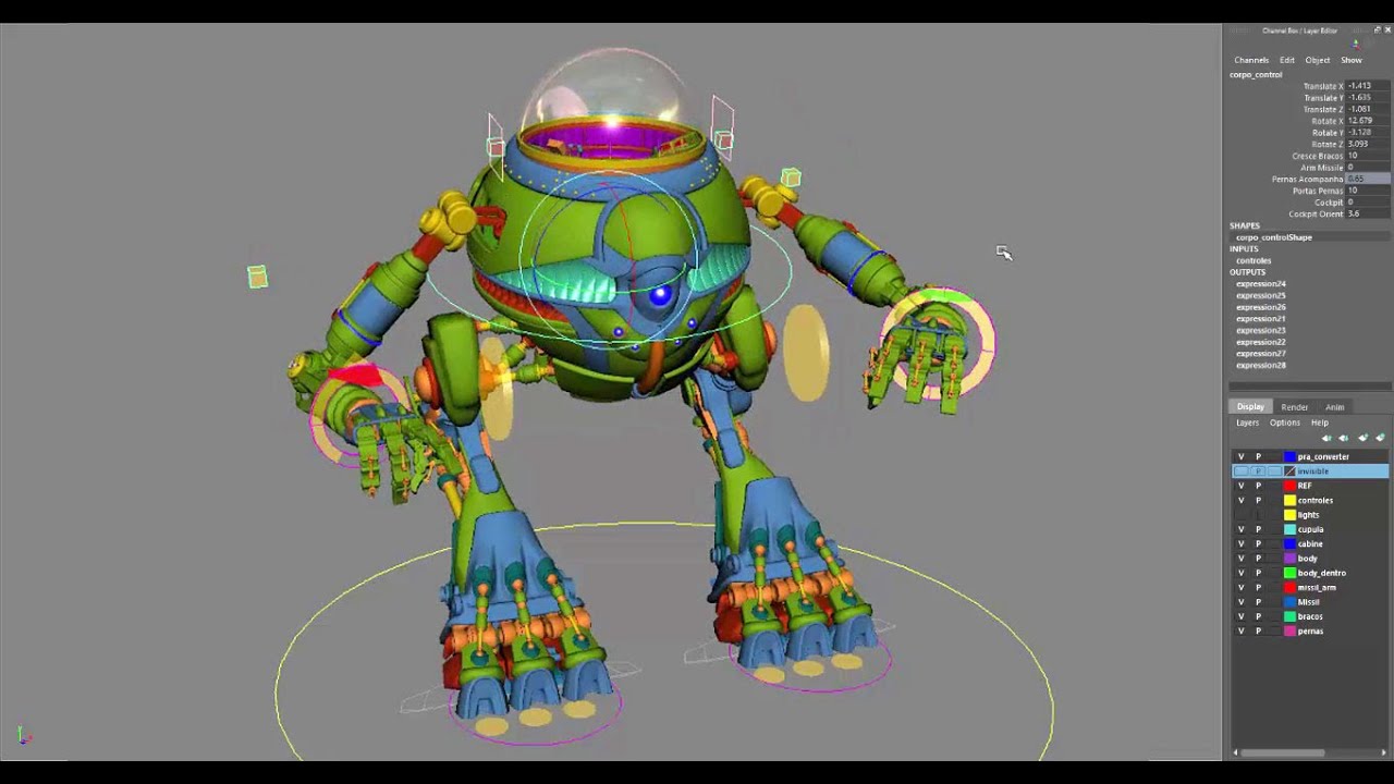 Mecha biped Maya rigging - YouTube
