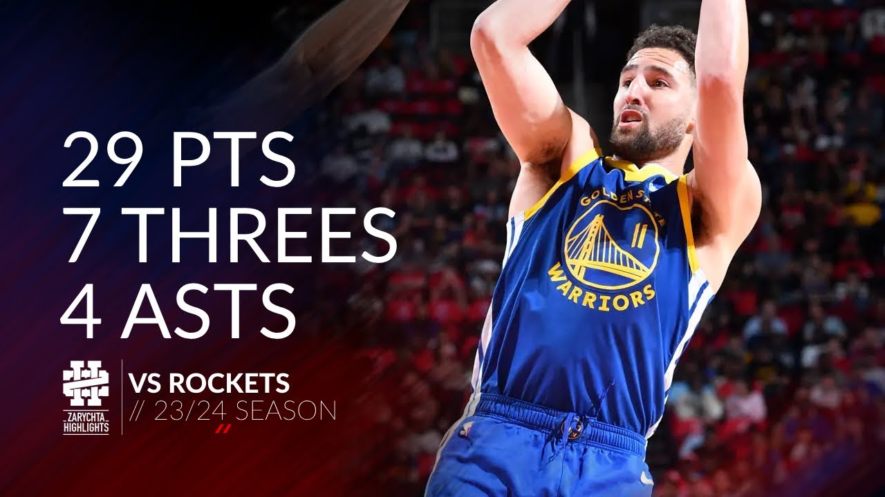 Klay Thompson 29 pts 7 threes 4 asts vs Rockets 23/24 season - YouTube
