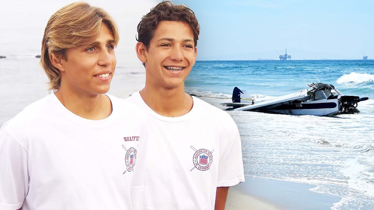 2 Junior Lifeguards Rescue Pilot After Plane Crash - YouTube