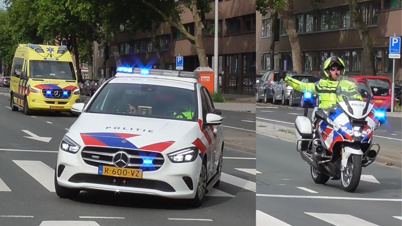Team Verkeer Den Haag begeleidt Ambulance 16-164 naar het EMC Rotterdam ...