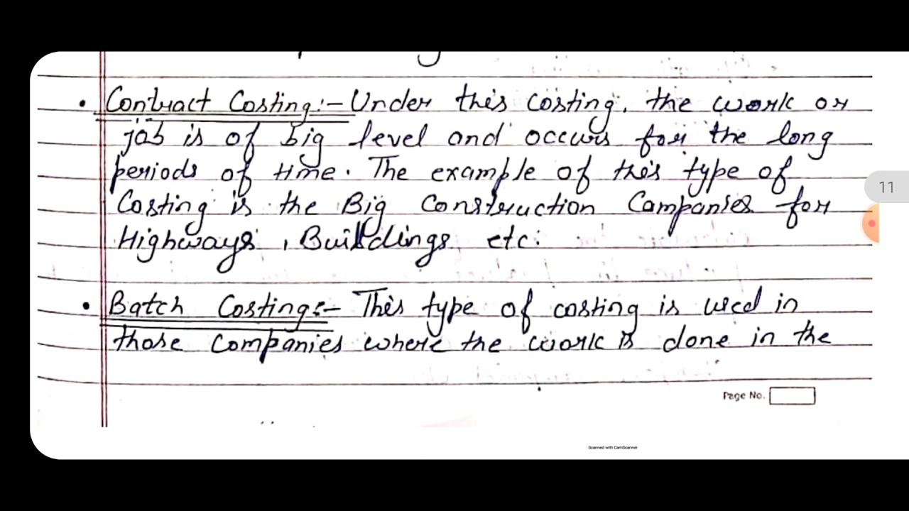 COST ACCOUNTING|METHODS OF COSTING|CHAPTER-1|PART-8|HANDWRITTEN NOTES ...