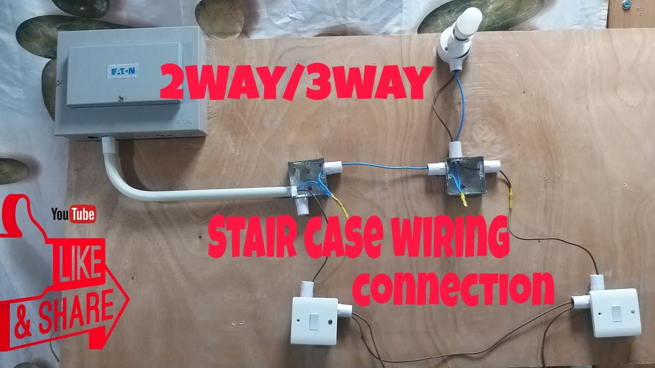 How to wire staircase wiring connection using 2way switch - YouTube