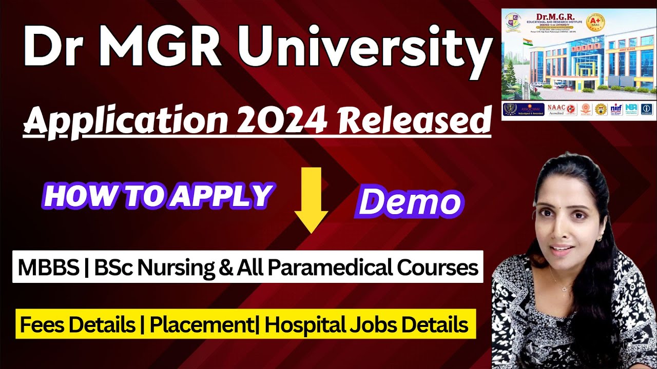 🔥Dr MGR University Application Released 2024|TN Dr MGR Medical ...