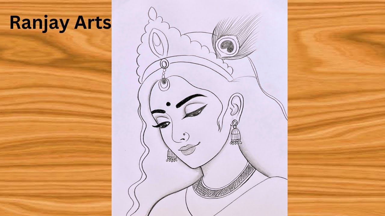 Radha Rani Drawing Step by Step for Beginners (Outline Drawing) - YouTube