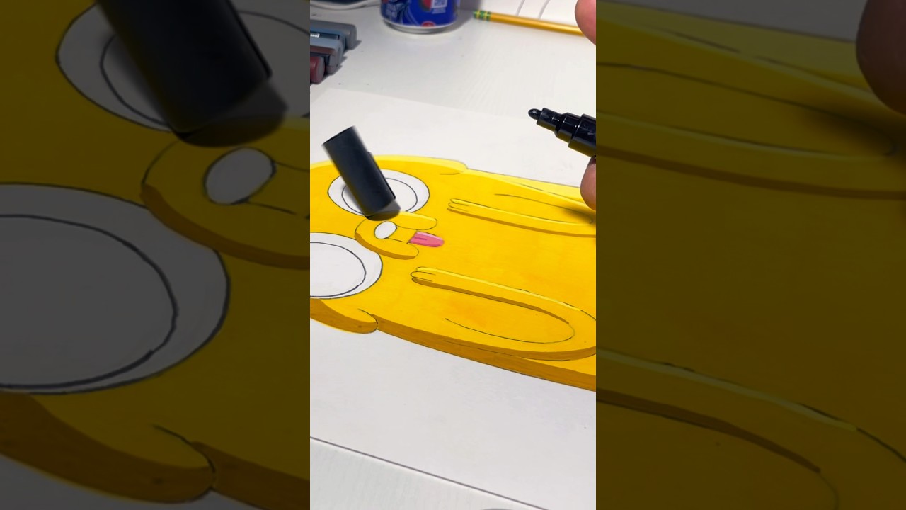 I drew 🐶Jake the Dog🐶 with Posca markers! #posca #adventuretime - YouTube