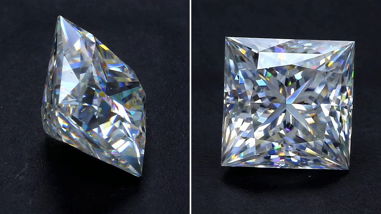 Princess cut MoissaniteCo Moissanite Loose Stone in 4k - YouTube