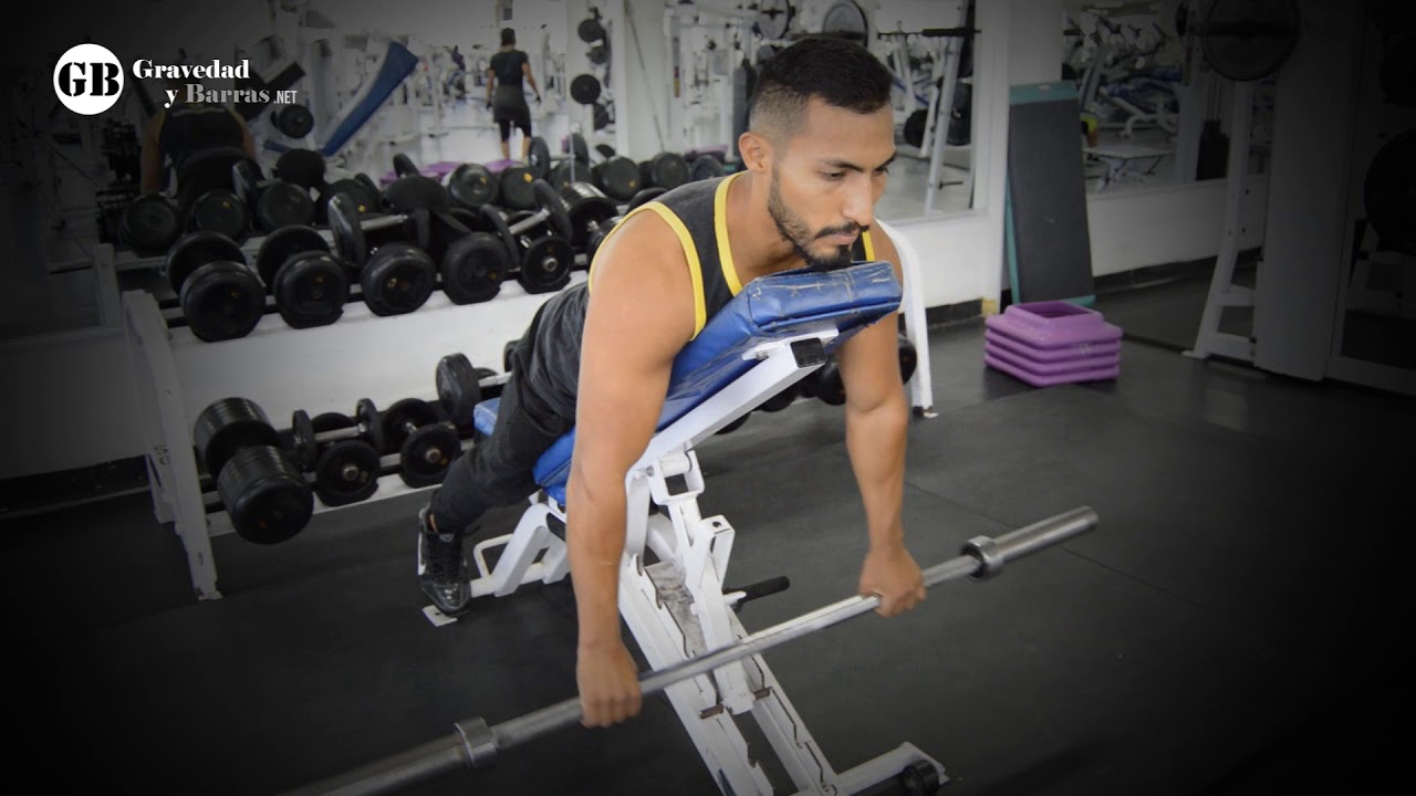 elevacion frontal de barra en banca inclinada - YouTube