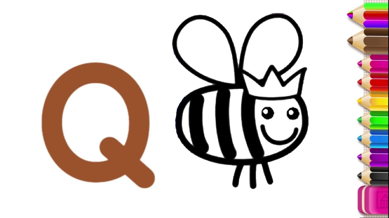 ABC DRAW for kids | Drawing Alphabets and Coloring | Draw the Letter Q ...