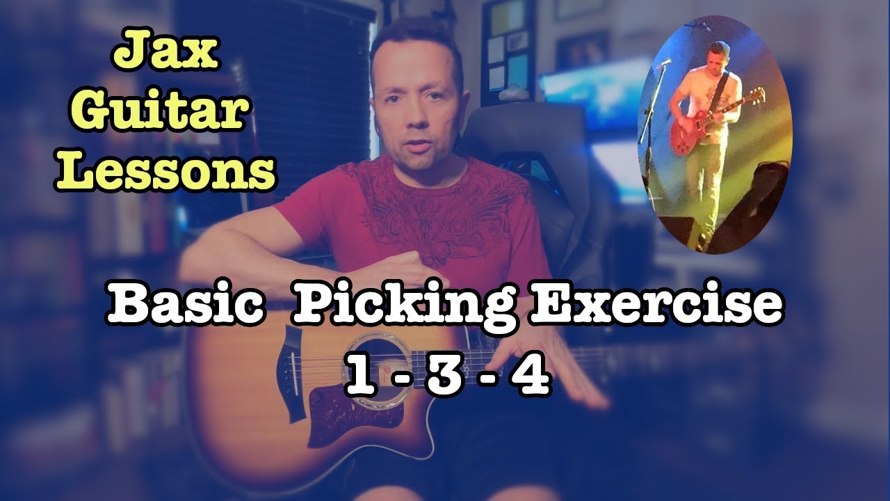 First Guitar Lesson - Basic Picking Exercise - 1 3 4 - YouTube