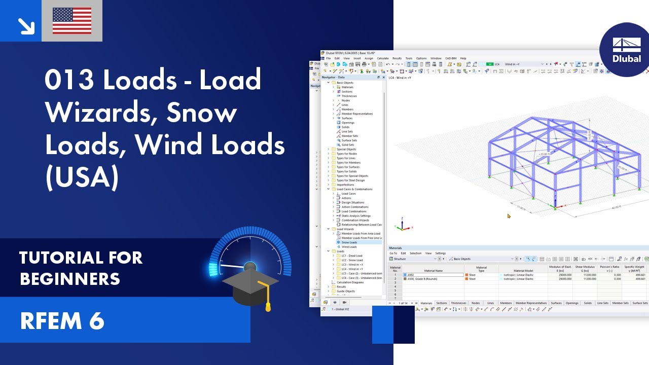 RFEM 6 Tutorial for Beginners | 013 Loads | Load Wizards | Snow Loads | Wind Loads (USA) - YouTube