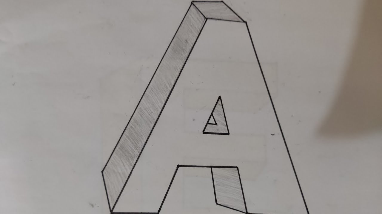 3D alphabet A drawing tutorial | how to draw 3D A | 3D drawing - YouTube