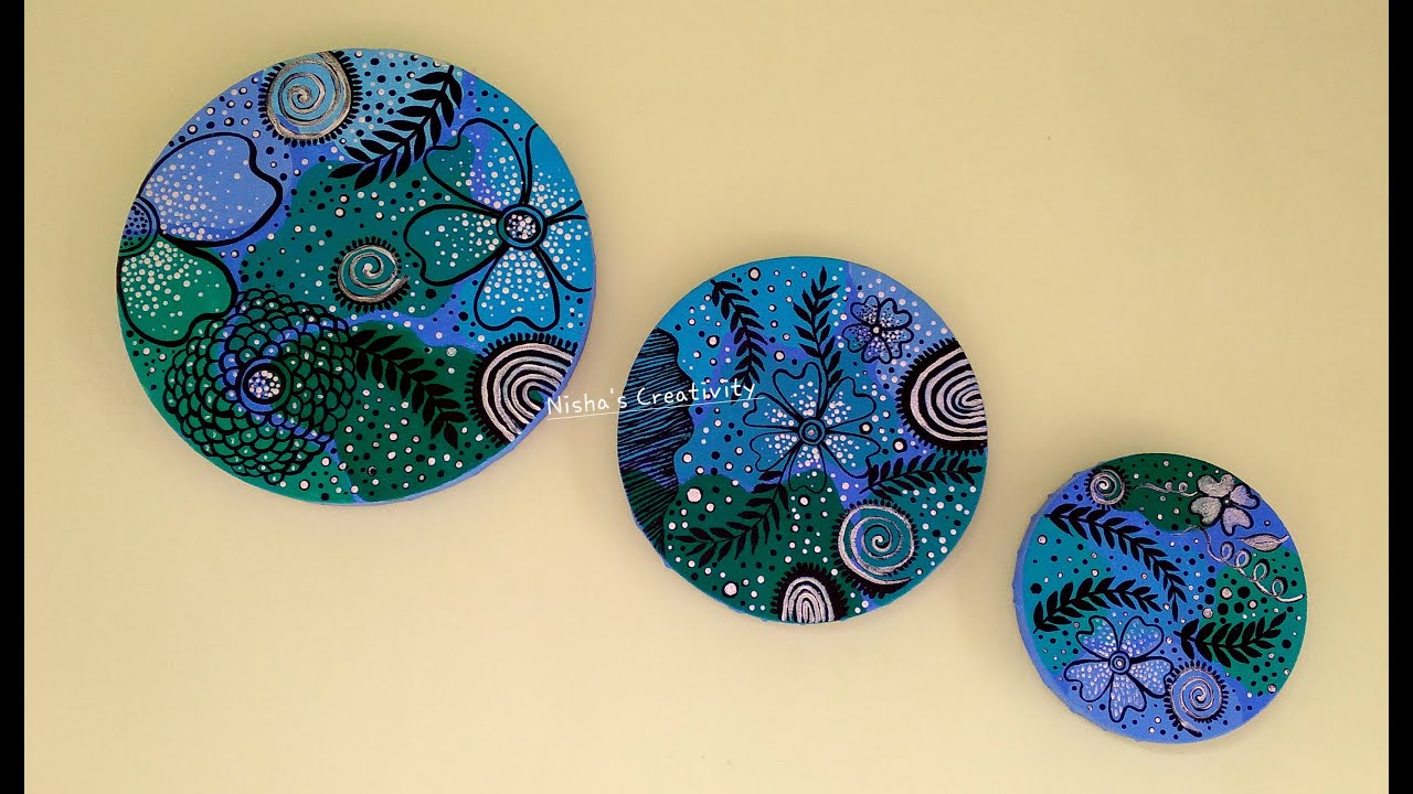 DIY Blue Theme Boho Painting / Bohemian Art Tutorial / Boho Room Decor ...
