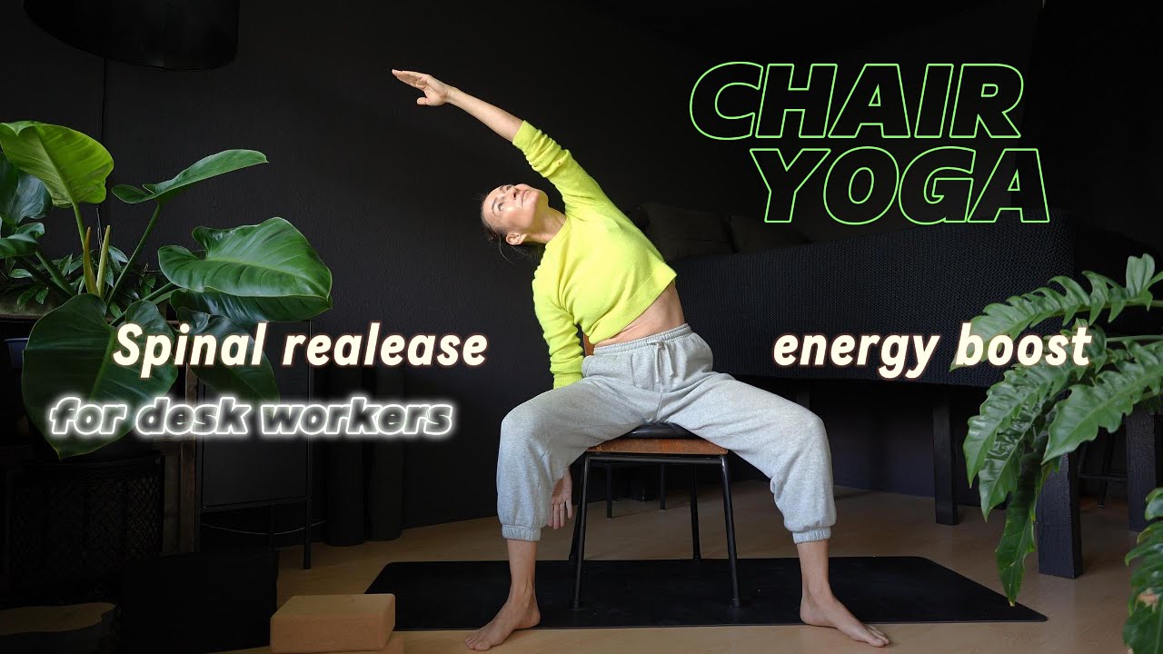 easy chair yoga for back pain relief - YouTube