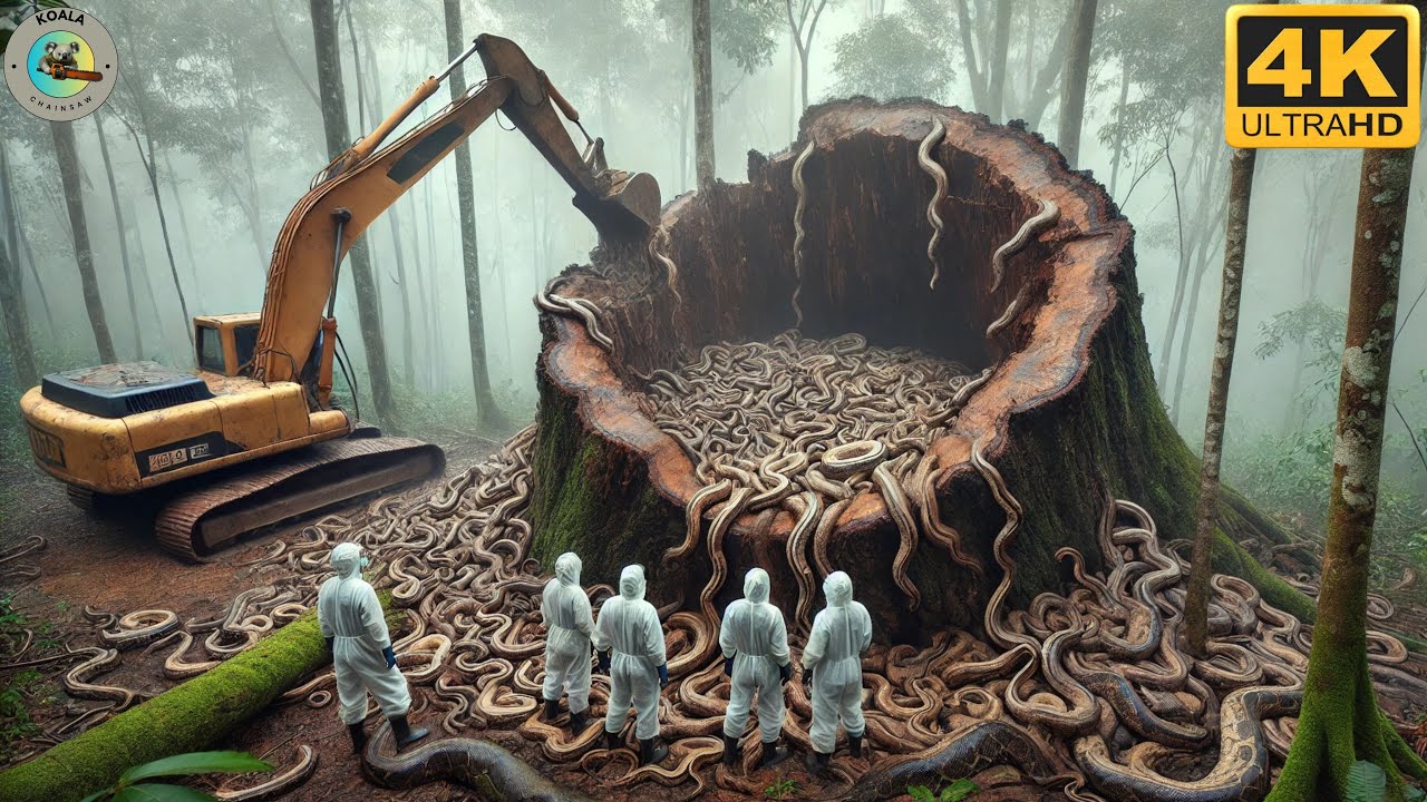 Large chainsaw cuts giant tree extremely fast and dangerously | Modern ...