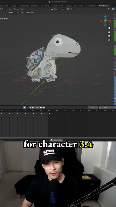 Creating Dynamic Idle Animations for 3D Characters - make a game in Blender - 3.4: Dino Turtle ...