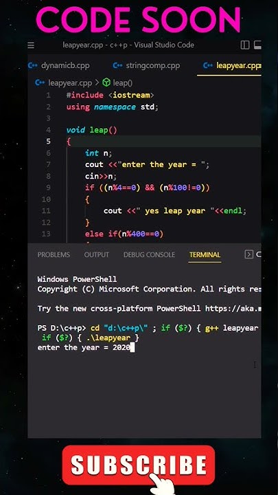 C Program To Check Leap Year Codesoon Programming Youtube