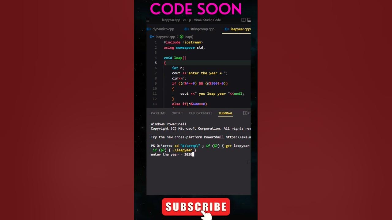 C Program To Check Leap Year Codesoon Programming Youtube