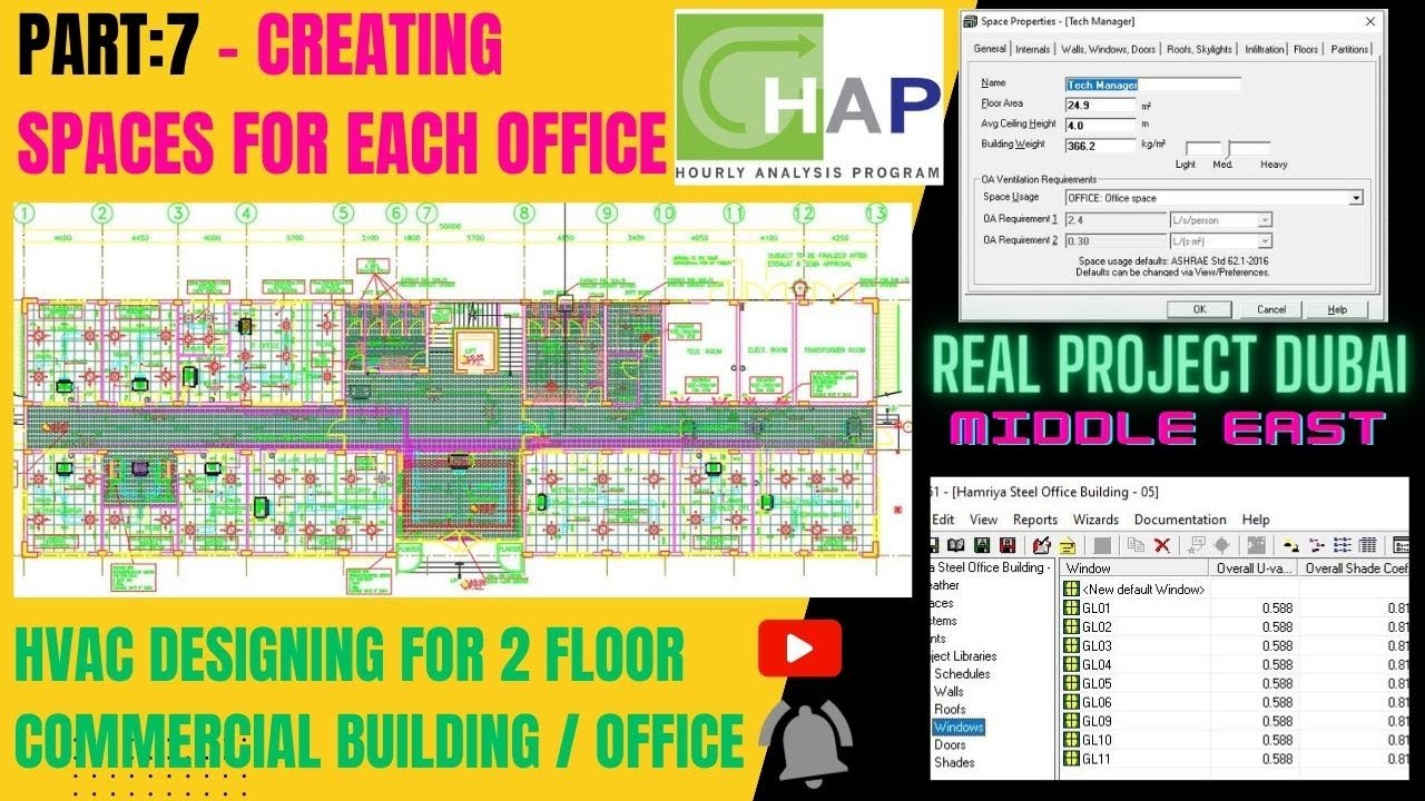 PART-7 I HVAC DESIGNING I LOAD CALCULATION IN HAP I CREATING SPACES IN ...