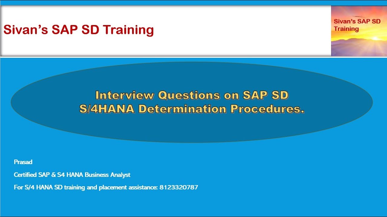 Interview Questions on S4HANA SD Determination Procedures | Sivan's SAP ...