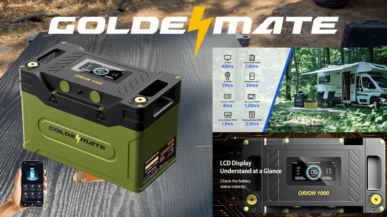 GOLDENMATE LiFePO4 Lithium Battery - ORION 1000 - YouTube