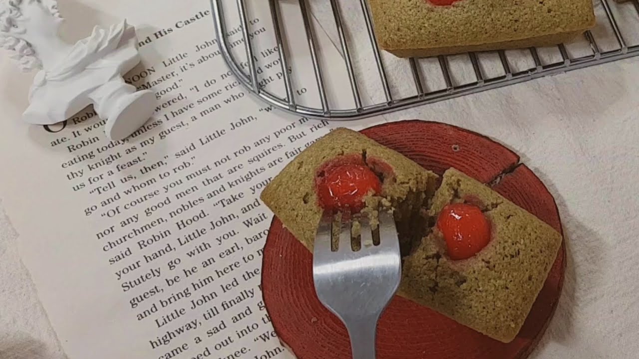 🎄연말 분위기 풀풀 풍기는 녹차 체리 휘낭시에 (피낭시에) 만들기/GreenTea Cherry financier/緑茶チェリー ...