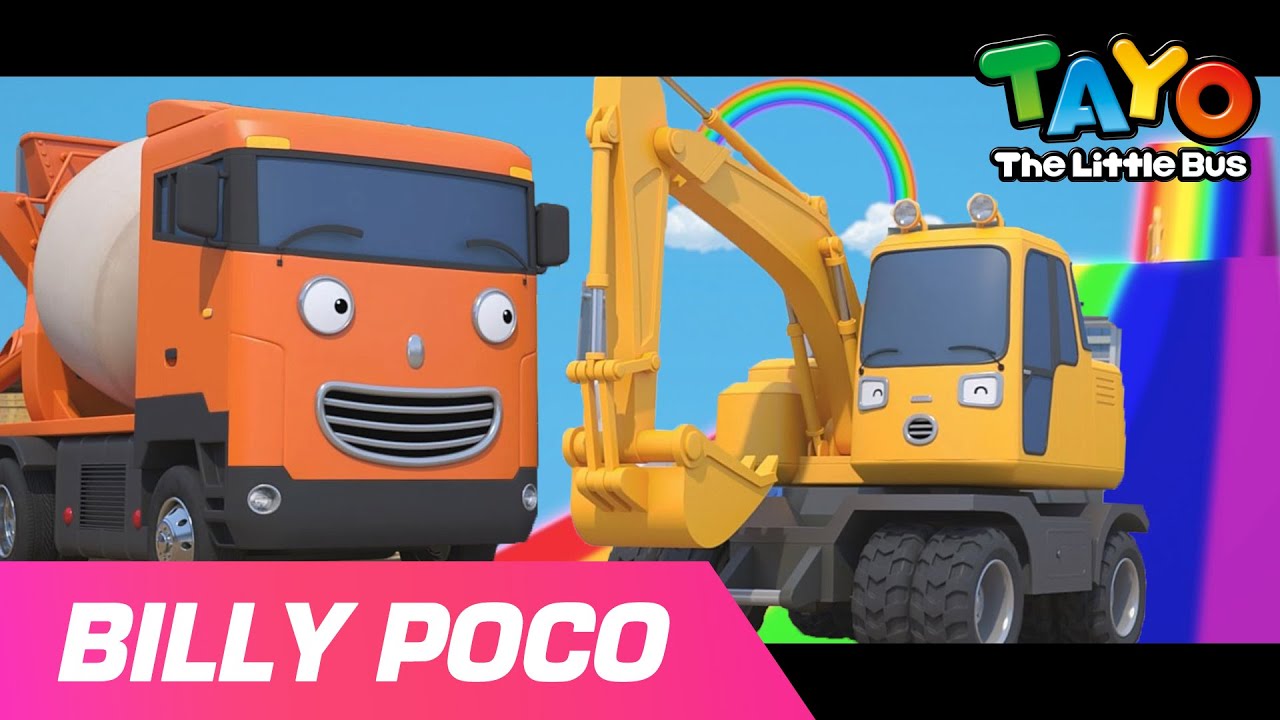 BILLY POCO l Chris and Poco on rainbow slide! l Car Song l Tayo the ...