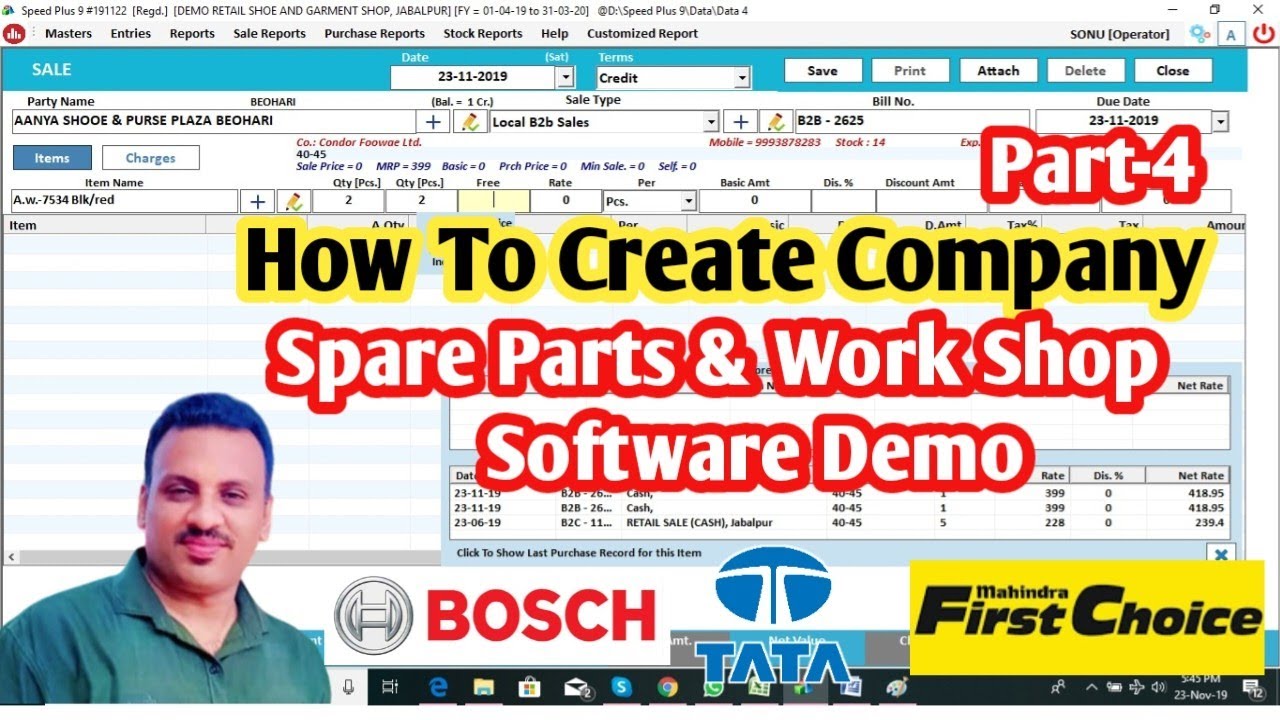 How To Create Company, Spare Parts Billing and Invoicing Software Demo ...