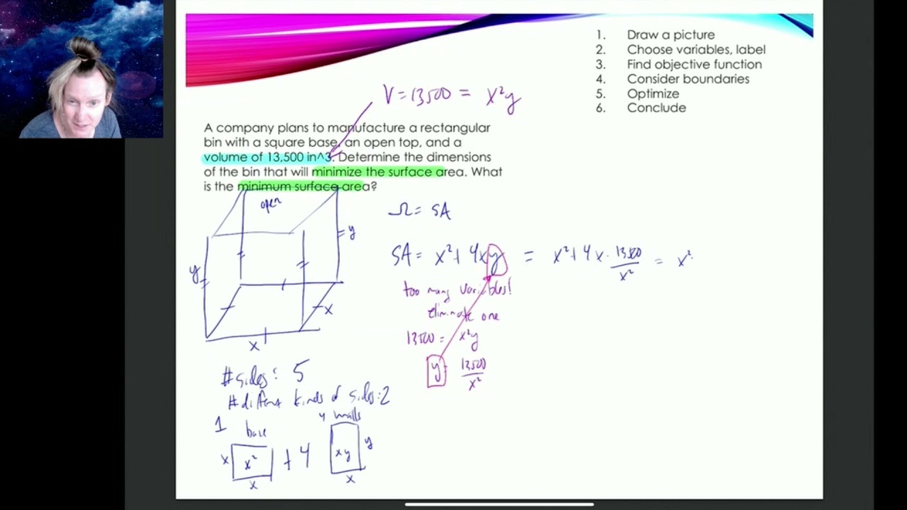 Applied optimization: Minimizing surface area - YouTube