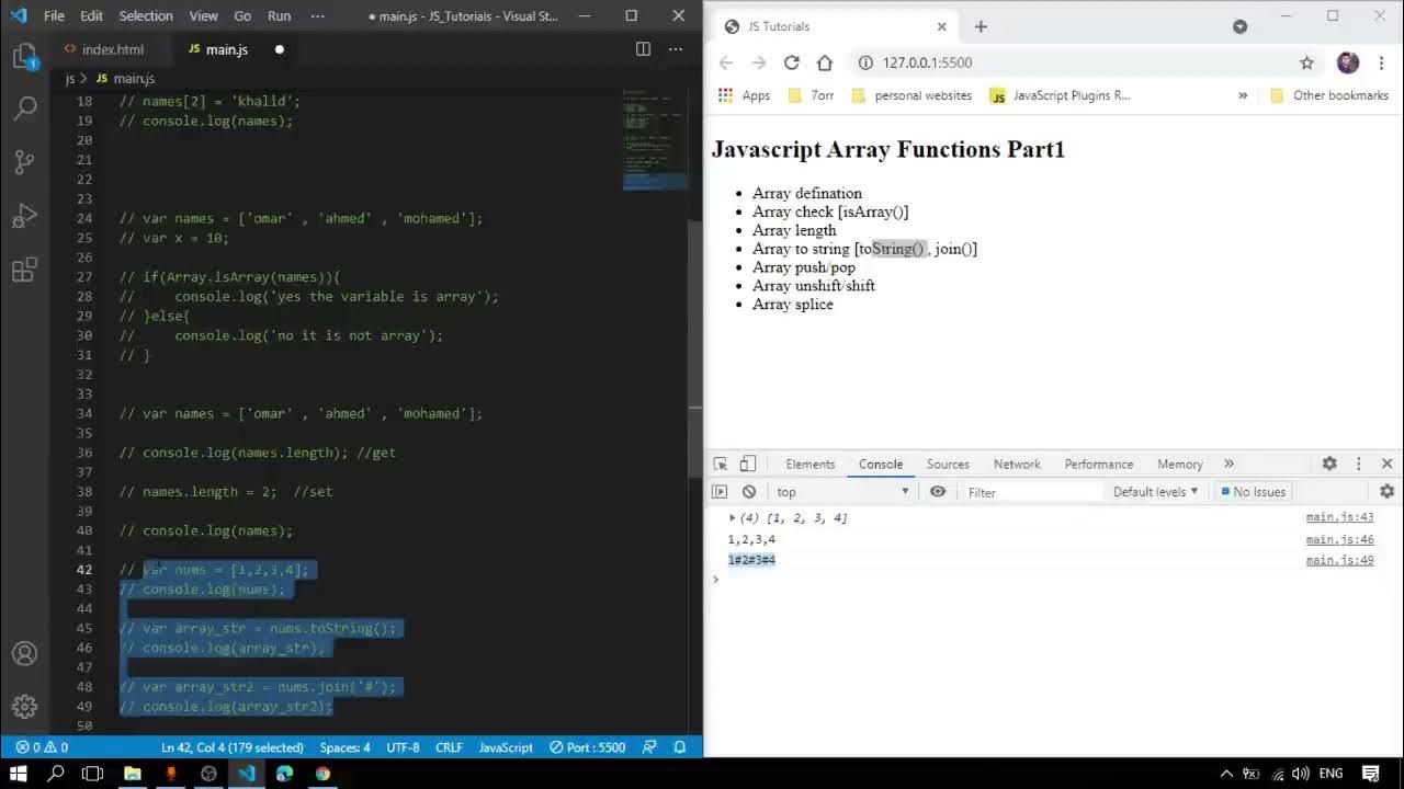 10 - Javascript Array Functions Part1 - YouTube