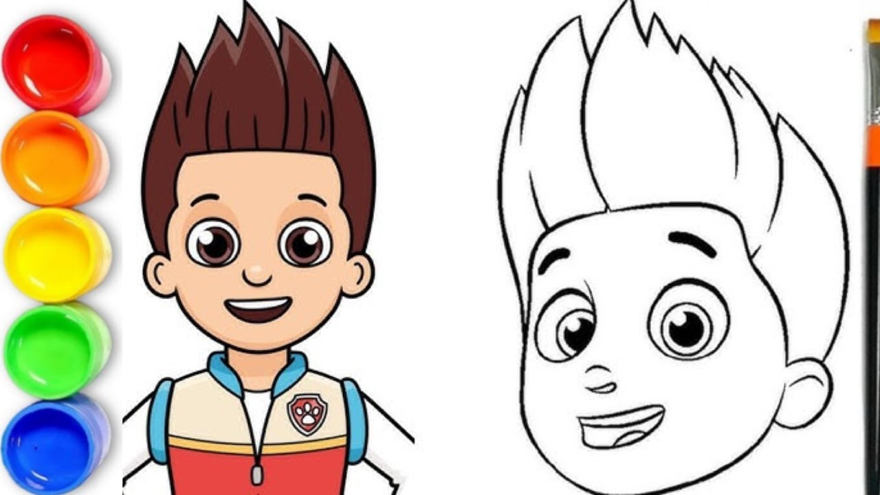 Ryder Face Paw Patrol Drawing For Kids and Toddlers - YouTube