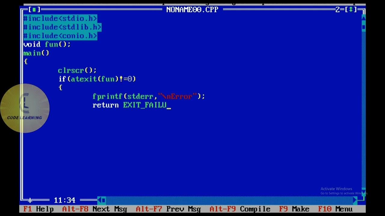 C language | Stdlib.h 'atexit()' | CodeLearning - YouTube