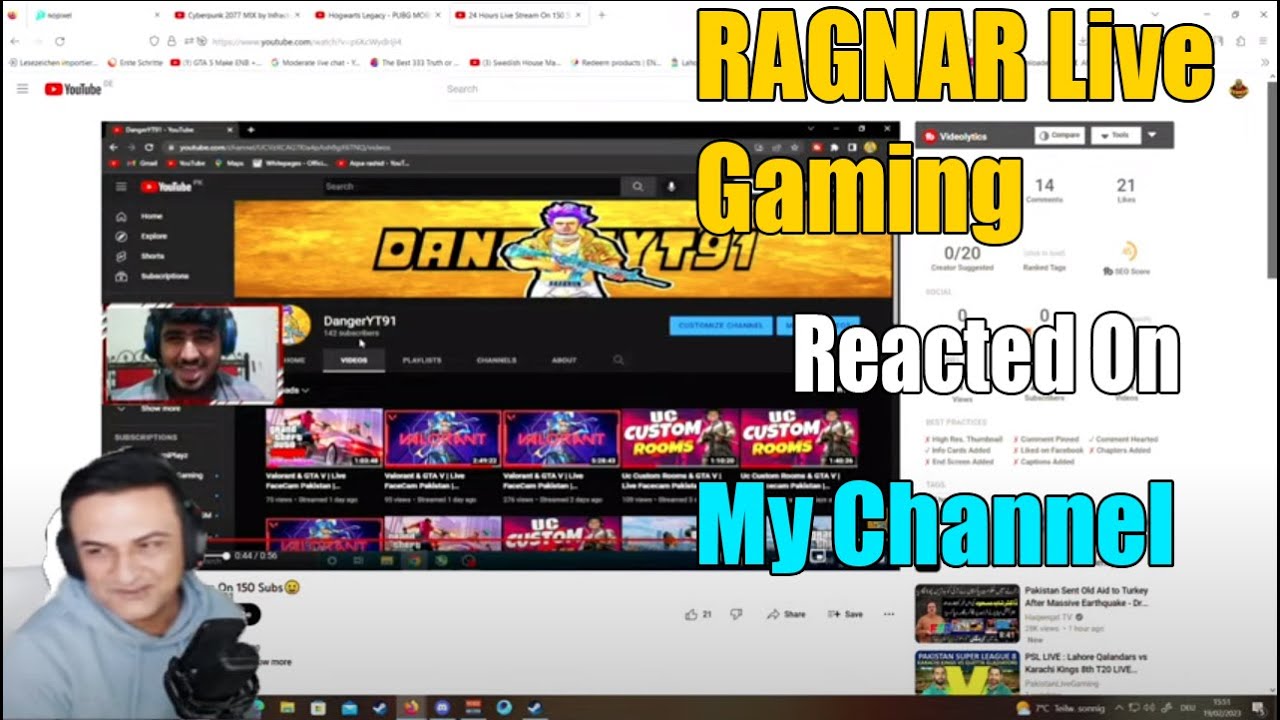 RAGNAR Live Gaming Reacted on My Channel Gone Crazy 😂😂 - YouTube