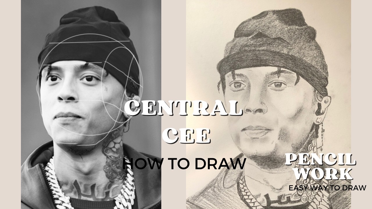 Central cee face sketch tutorial 2024 | central cee portrait - YouTube